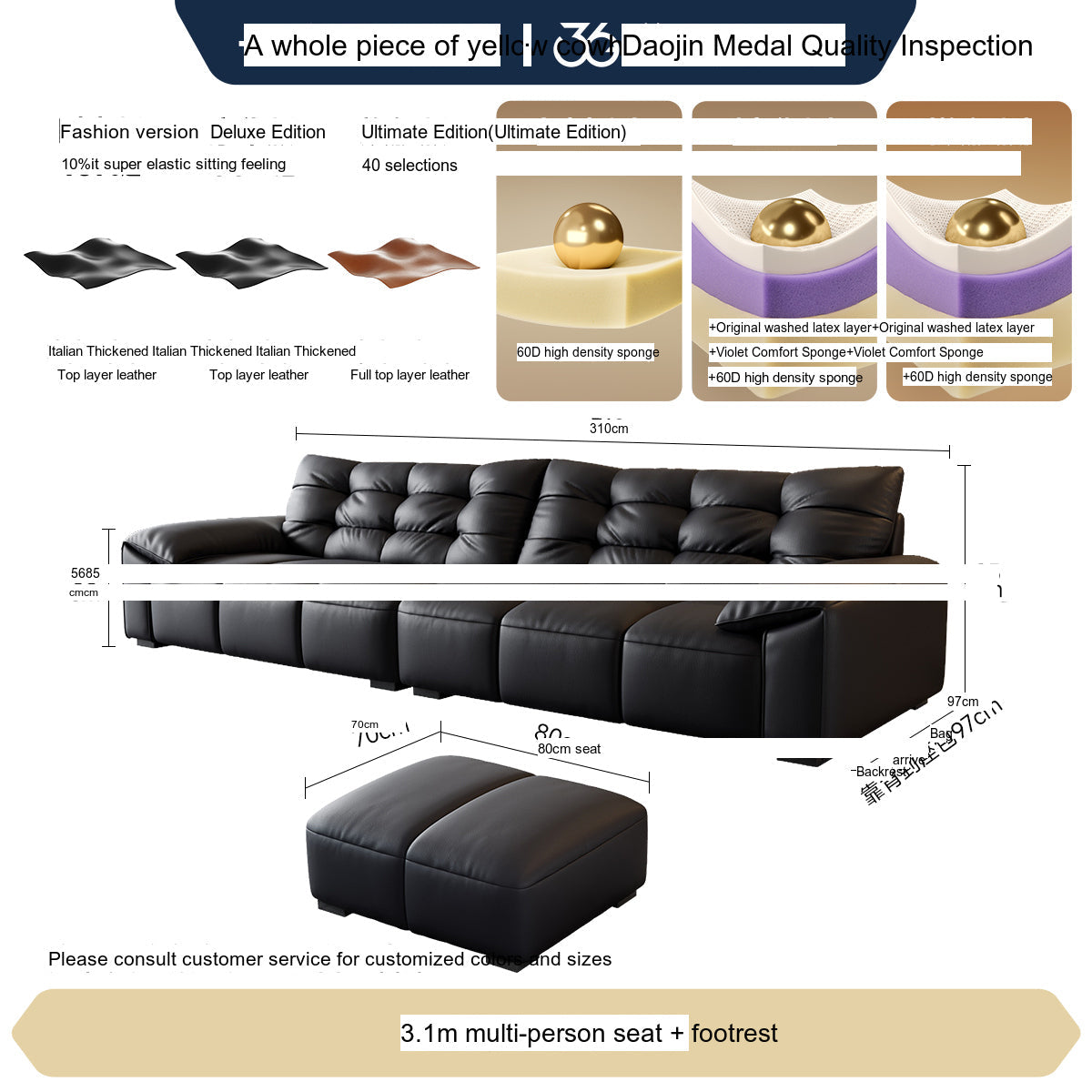 Buy FASATI Leonardo Elegant Minimalist Leather Sofa Online | maija